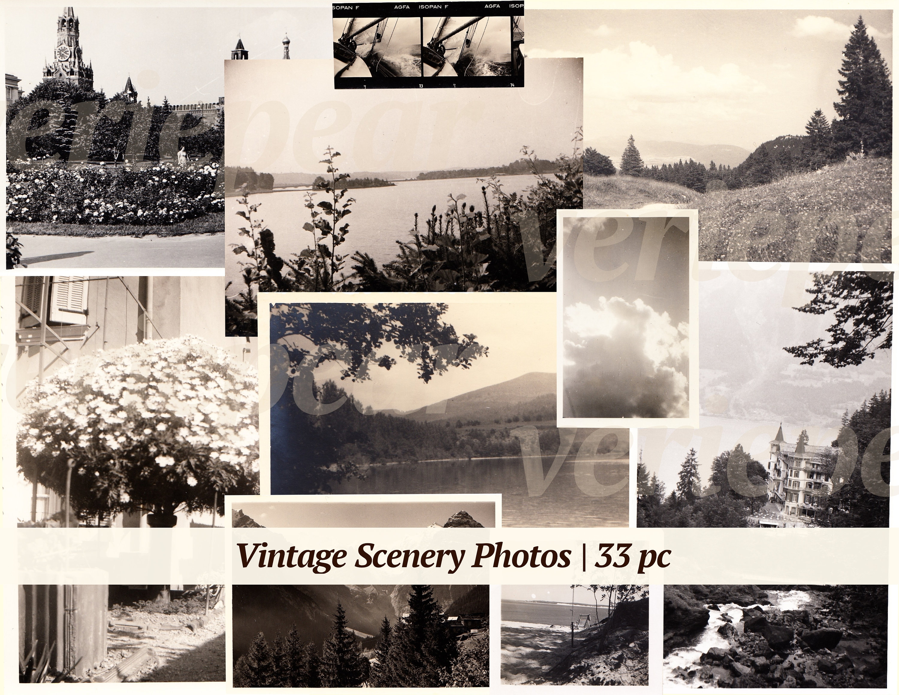 Vintage Scenery Photos 33x Printable Black & White - Etsy