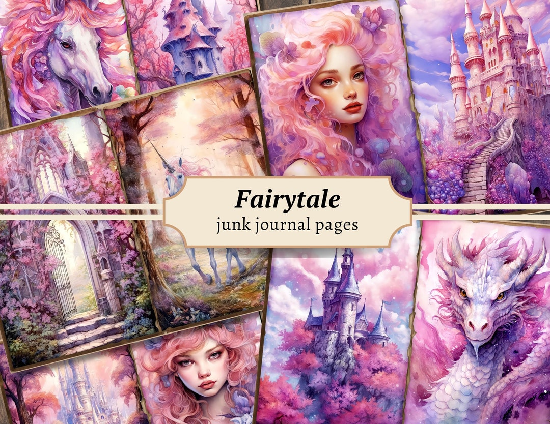 Fairytale Junk Journal Pages, Digital Scrapbook Paper Kit, Fantasy ...