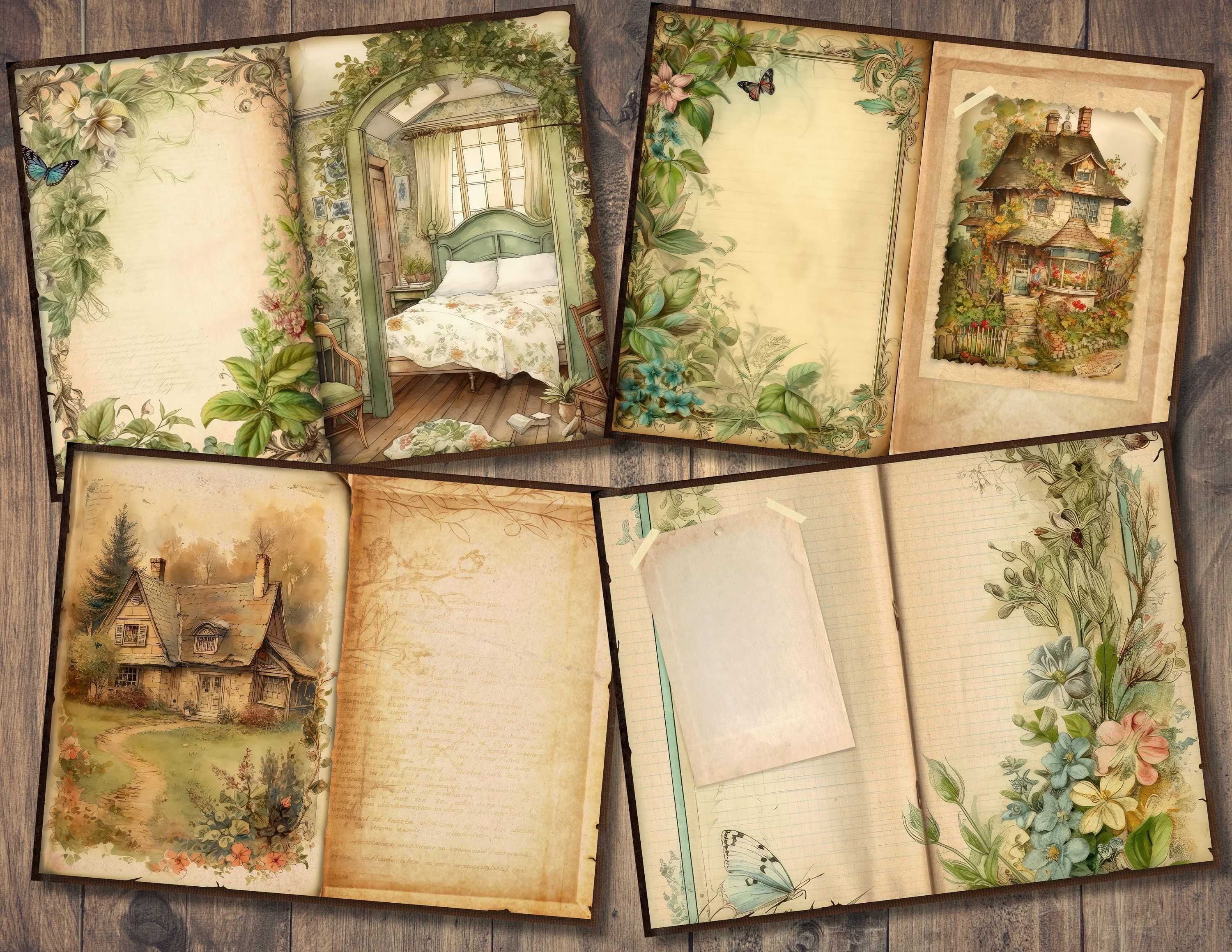 Cottagecore Junk Journal Kit, Cottage Printable, Digital Scrapbook ...