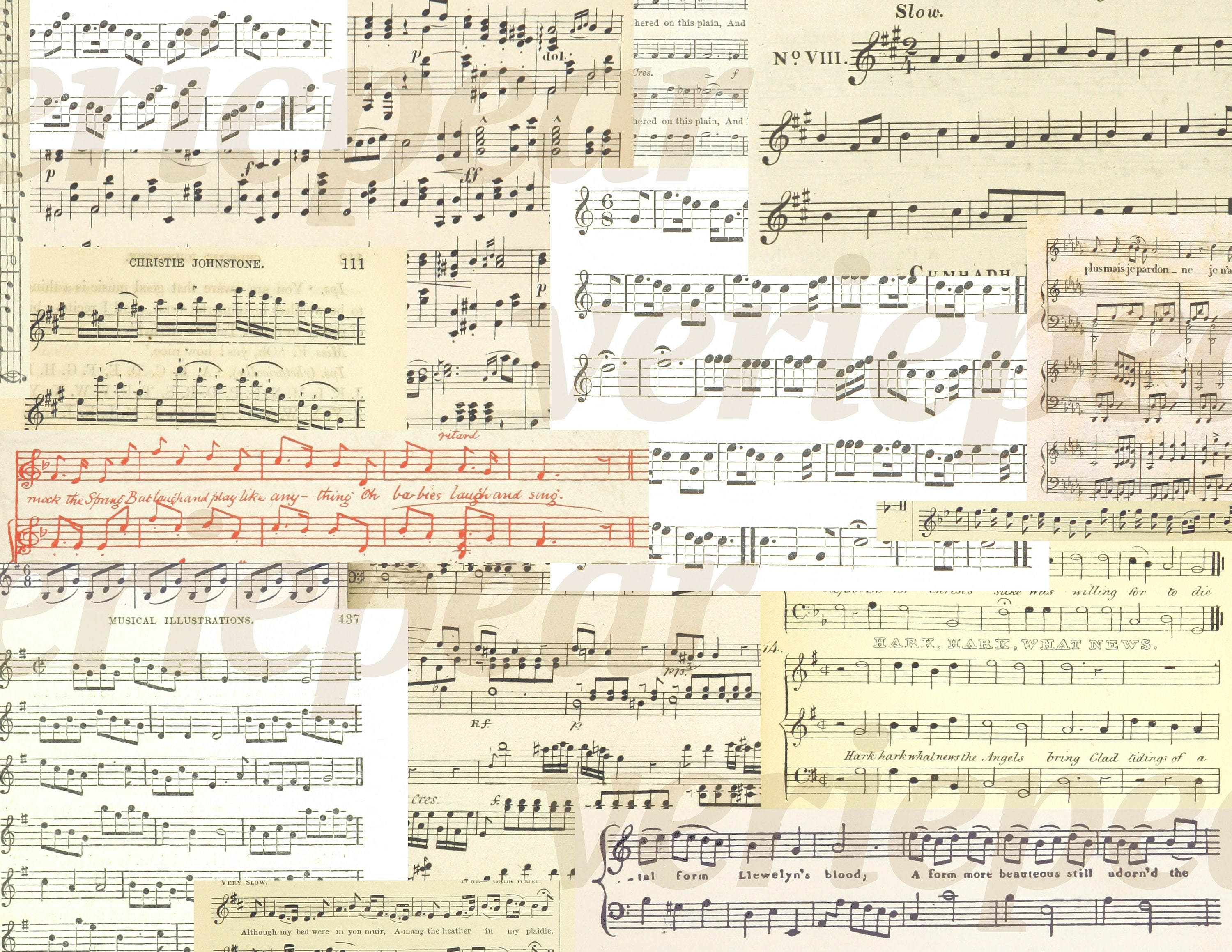 Vintage Sheet Music Snippets | Printable Ephemera, Junk Journal ...