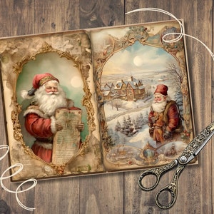 Santa Claus Junk Journal Pages, Digital Scrapbook Paper Kit, Father ...