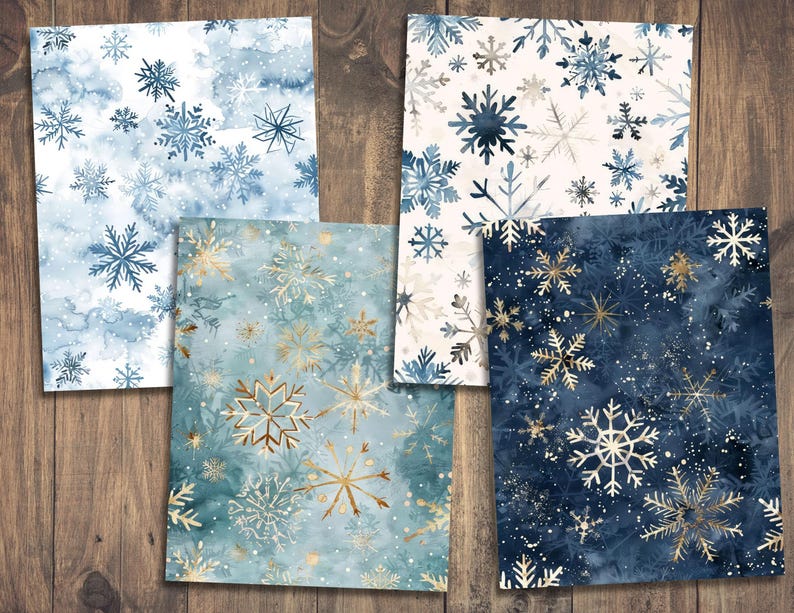 Snowflakes Digital Papers, Winter Snow Scrapbook Kit, Christmas ...