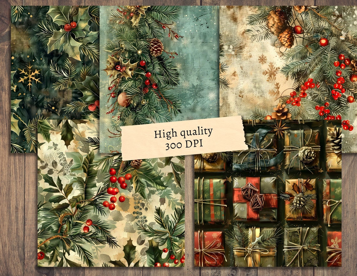 Christmas Digital Papers, Scrapbook Backgrounds, Winter Holidays ...