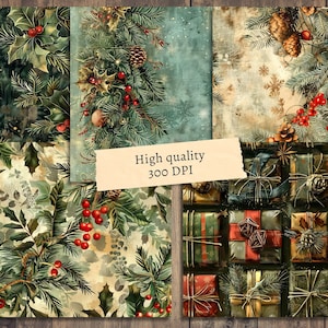 Christmas Digital Papers, Scrapbook Backgrounds, Winter Holidays ...