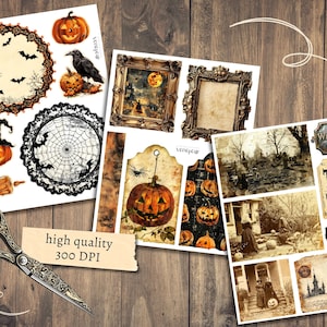 Halloween Add on Junk Journal Kit, Digital Scrapbook Paper, Creepy ...