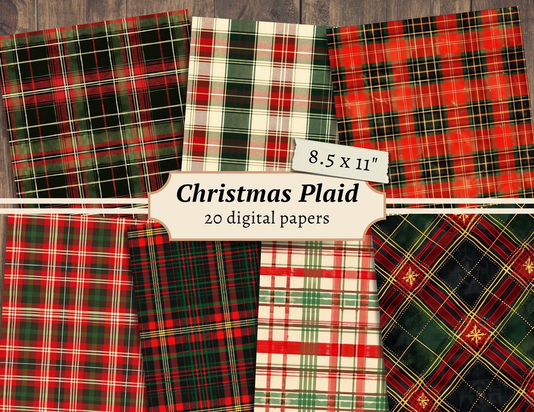 Christmas Plaid Digital Papers, Scrapbook Kit, Christmas Tartan ...