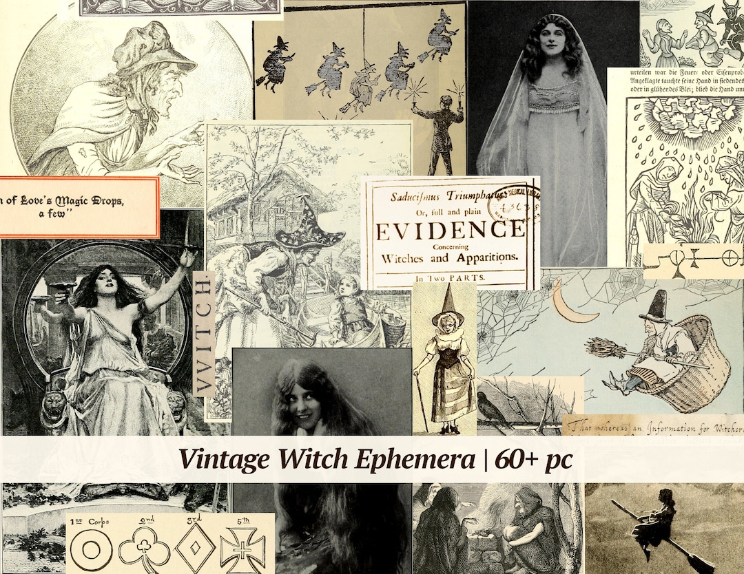 Vintage Witch Ephemera | 60+ Pc | Witchy Junk Journal Printables ...