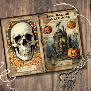 Halloween Junk Journal Pages, Digital Scrapbook Paper Kit, Spooky ...