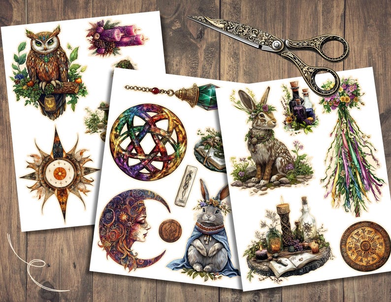 Sacred Pagan Fussy Cuts, Digital Ephemera, Green Witch Printable ...