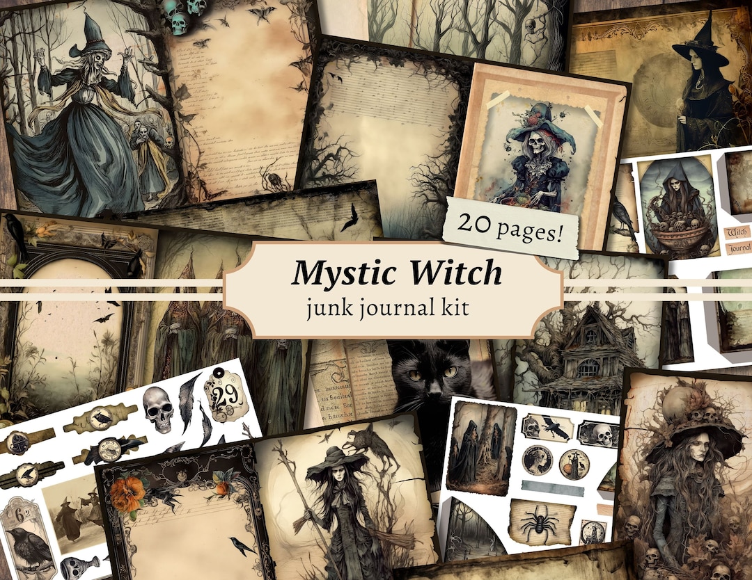 Mystic Witch Junk Journal Kit, Digital Scrapbook Paper, Wicca Printable ...