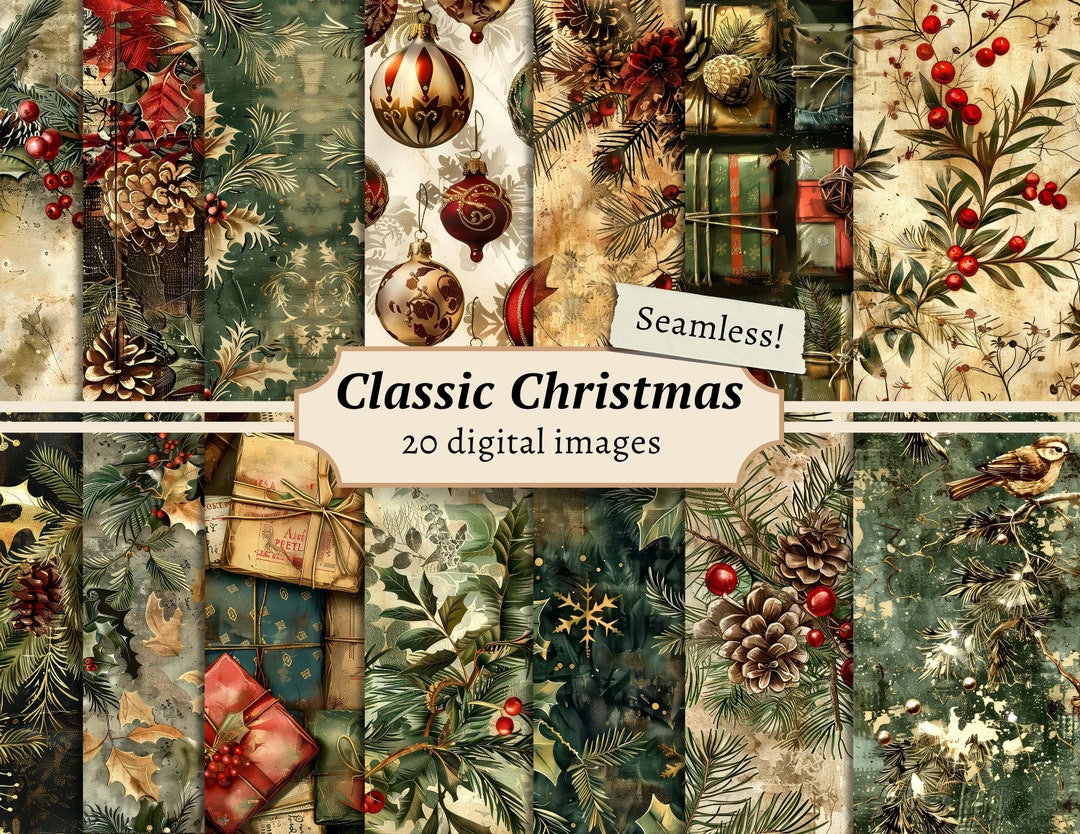 Christmas Digital Papers, Scrapbook Backgrounds, Winter Holidays ...