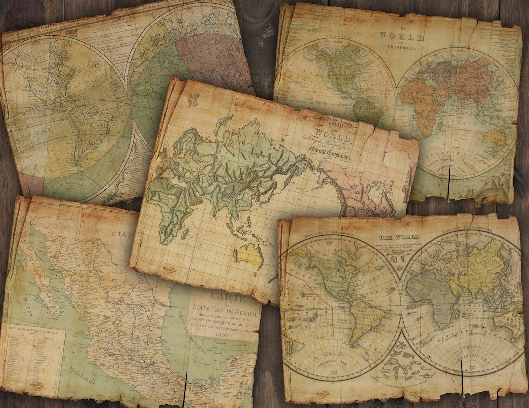 Printable Vintage Map Pages | Old Junk Journal Paper | Digital ...