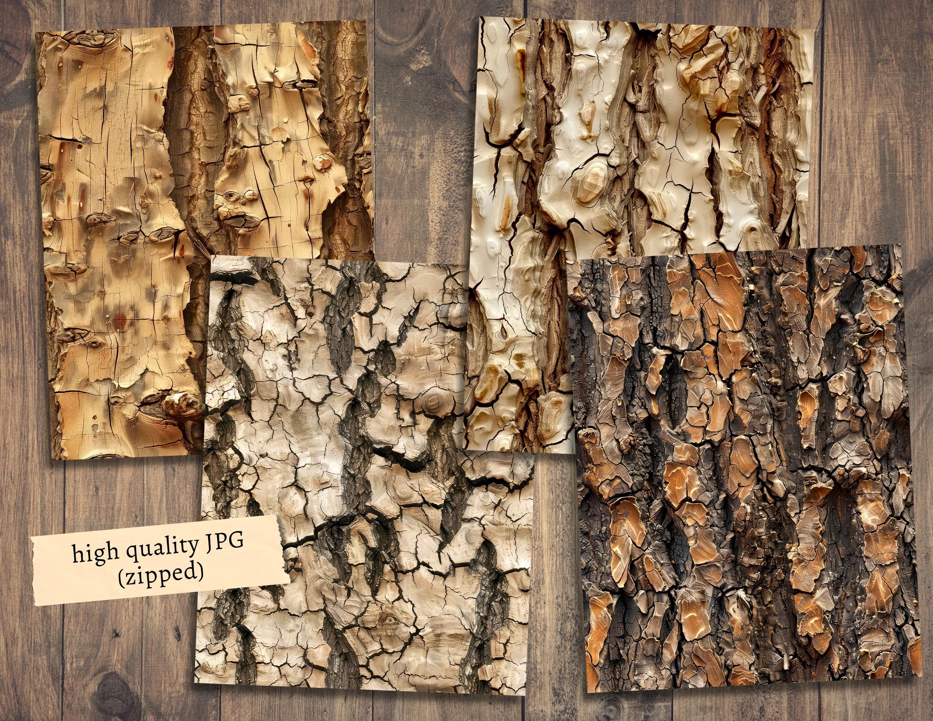 Tree Bark Textures Digital Papers, Scrapbook Kit, Rustic Wooden ...