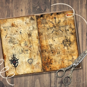 Occult Documents Junk Journal Pages, Digital Scrapbook Paper Kit ...