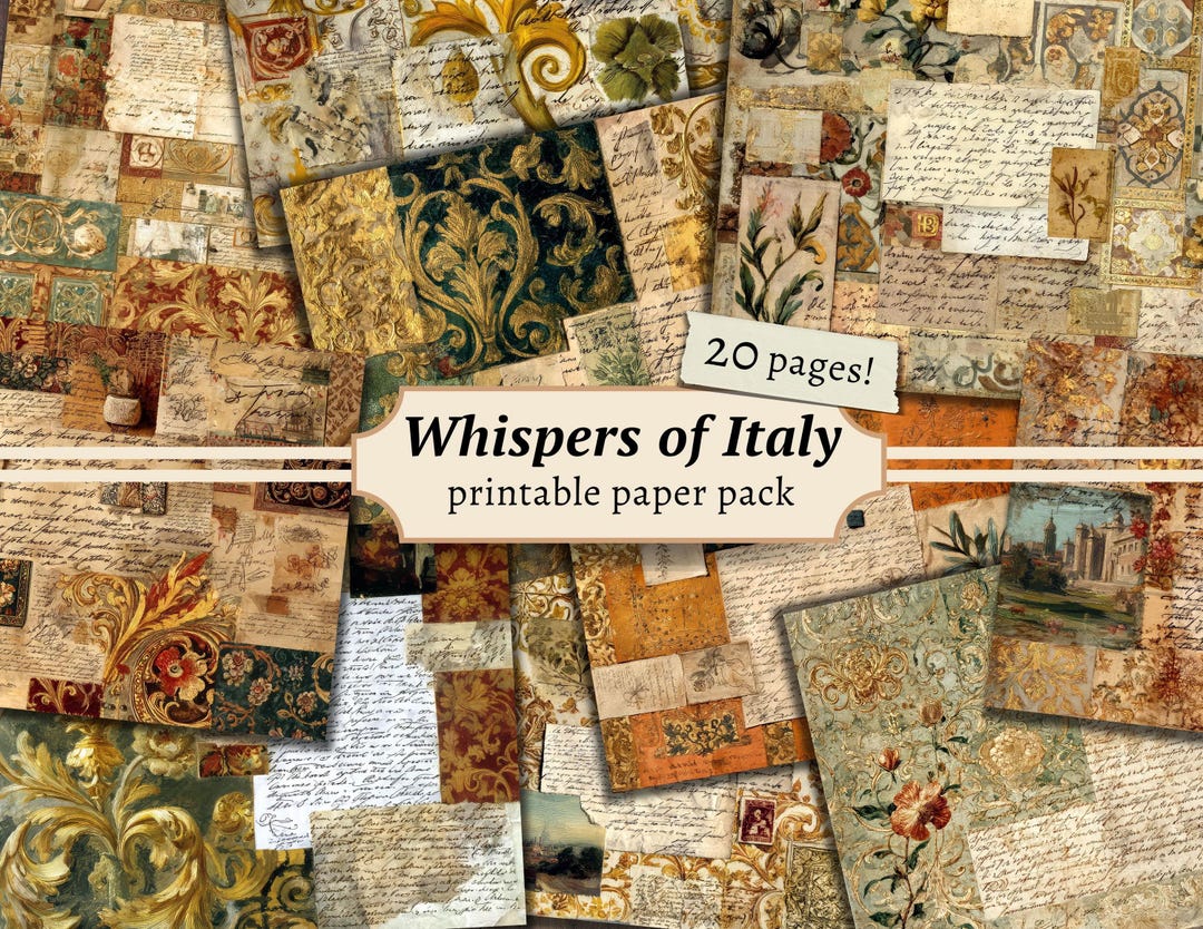 Whispers of Italy Printable Paper Pack, Ornate Junk Journal Page ...