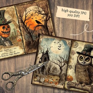 Halloween Junk Journal Pages, Digital Scrapbook Paper Kit, Spooky ...