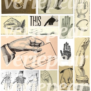 Vintage Hand Ephemera | 75+ Pc | Pointing Hand Clipart, Printable ...