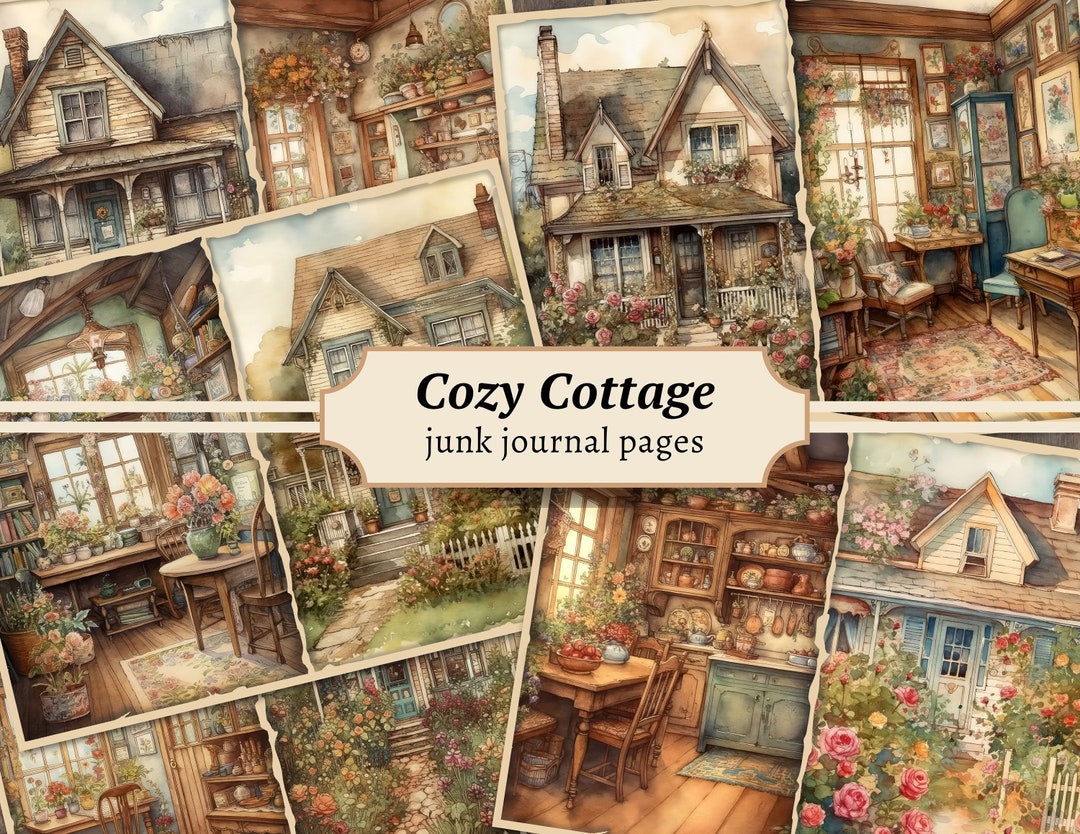 Cozy Cottage Junk Journal Pages, Digital Cottagecore Scrapbook Paper ...