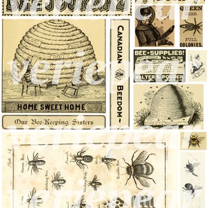 Vintage Bee Ephemera | 60+ Pc | Digital Junk Journal Paper, Printable ...