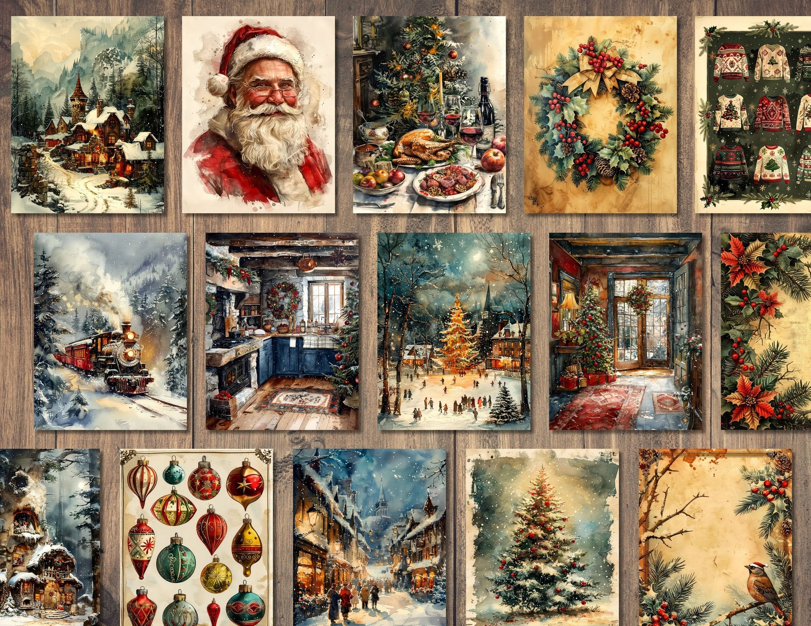 Christmas Junk Journal Pages, Digital Scrapbook Paper Kit, Holiday ...