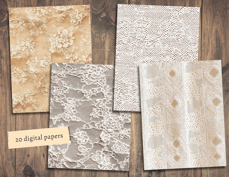 Lace Textures Digital Papers, Seamless Scrapbook Kit, Vintage Lace ...
