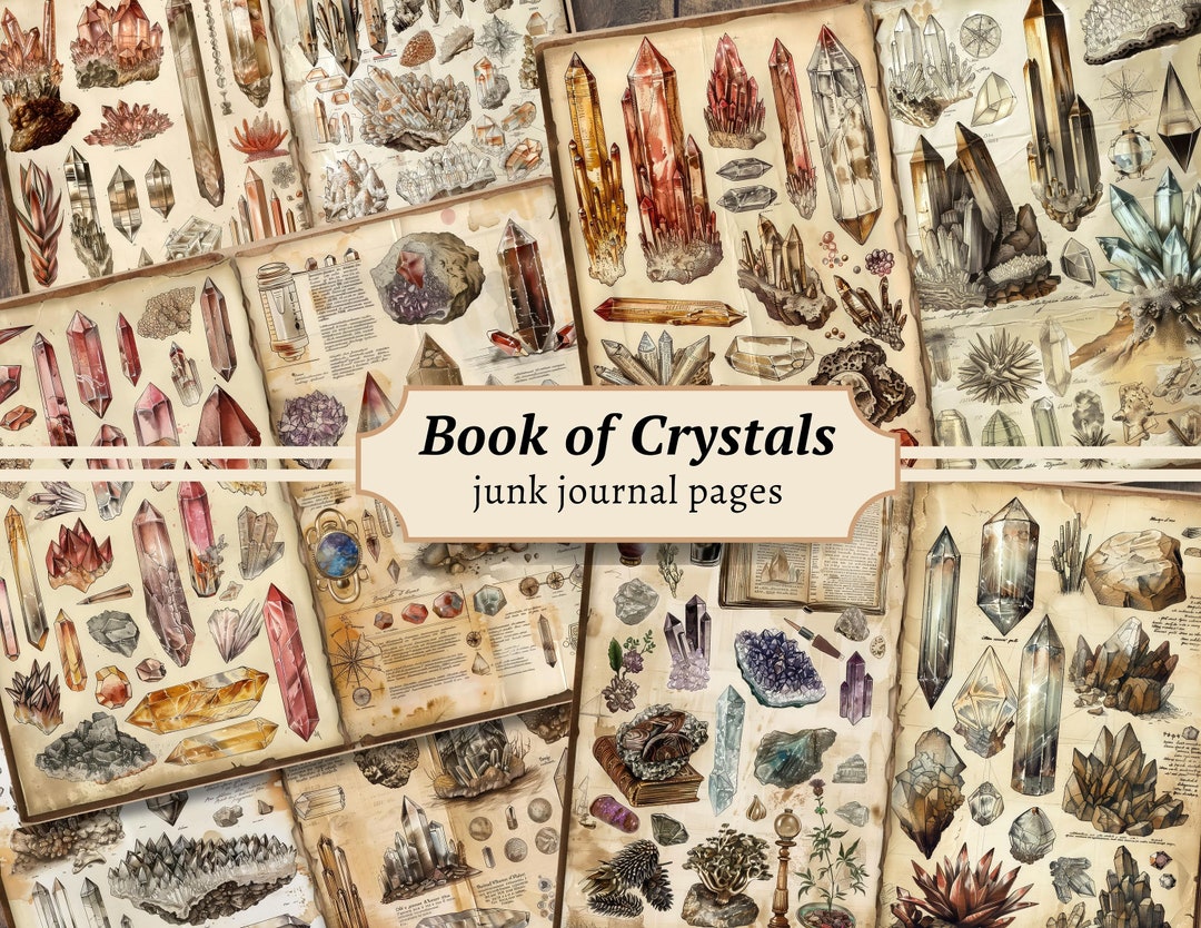 Book of Crystals Junk Journal Pages, Digital Scrapbook Paper Kit ...
