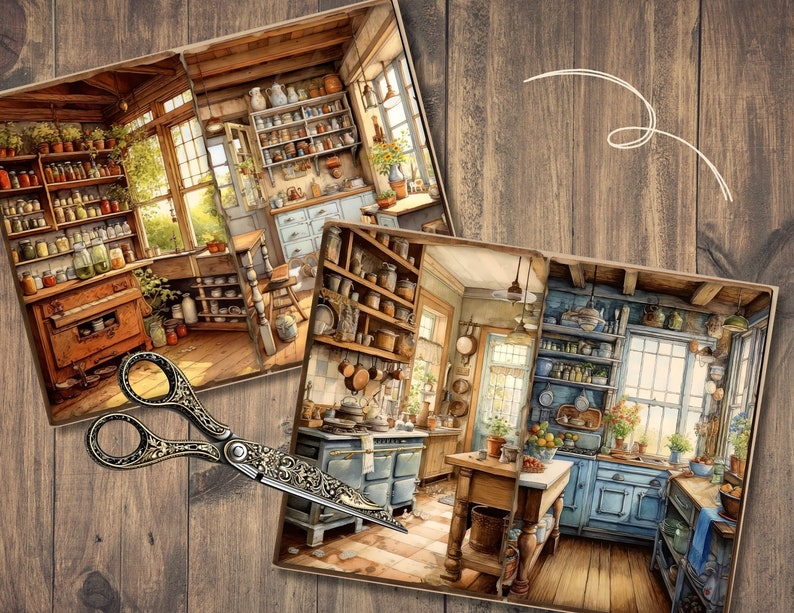 Cozy Kitchen Junk Journal Pages, Digital Scrapbook Paper Kit ...