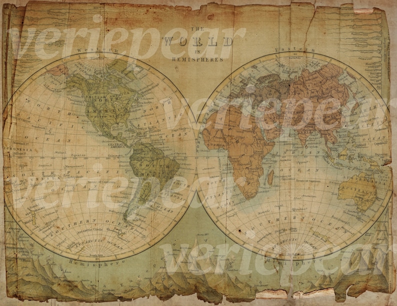 Printable Vintage Map Pages | Old Junk Journal Paper | Digital ...