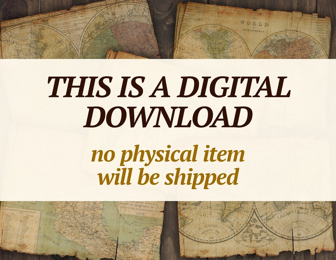 Printable Vintage Map Pages Old Junk Journal Paper Digital | Etsy