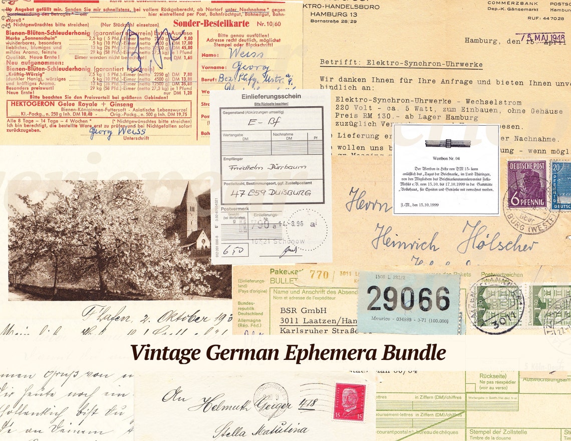 Vintage German Ephemera | 12 Pc | Antique Letters | Paper Memorabilia ...