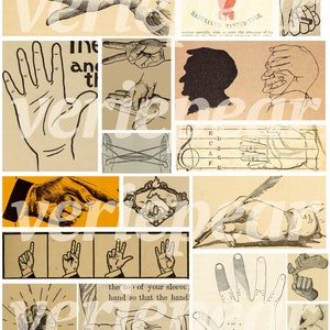 Vintage Hand Ephemera | 75+ Pc | Pointing Hand Clipart, Printable ...