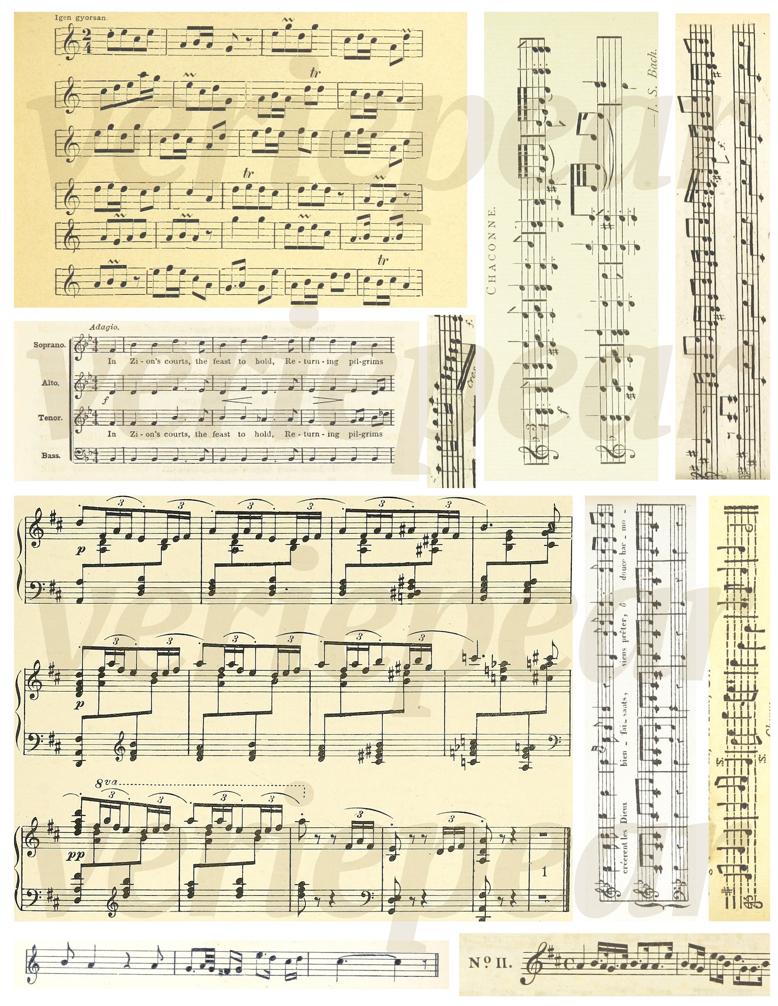 Vintage Sheet Music Snippets | Printable Ephemera, Junk Journal ...