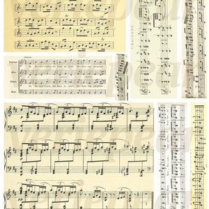 Vintage Sheet Music Snippets | Printable Ephemera, Junk Journal ...