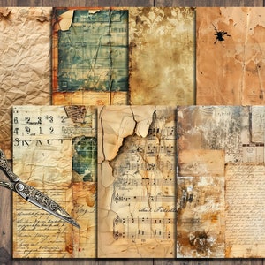 Grunge Neutrals Junk Journal Pages, Digital Scrapbook Kit, Distressed ...