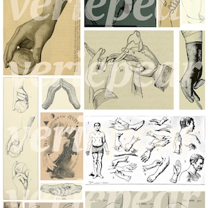 Vintage Hand Ephemera | 75+ Pc | Pointing Hand Clipart, Printable ...