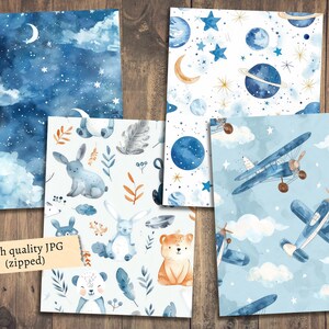 Baby Boy Digital Papers, Pastel Blue Scrapbook Kit, Boho Nursery ...