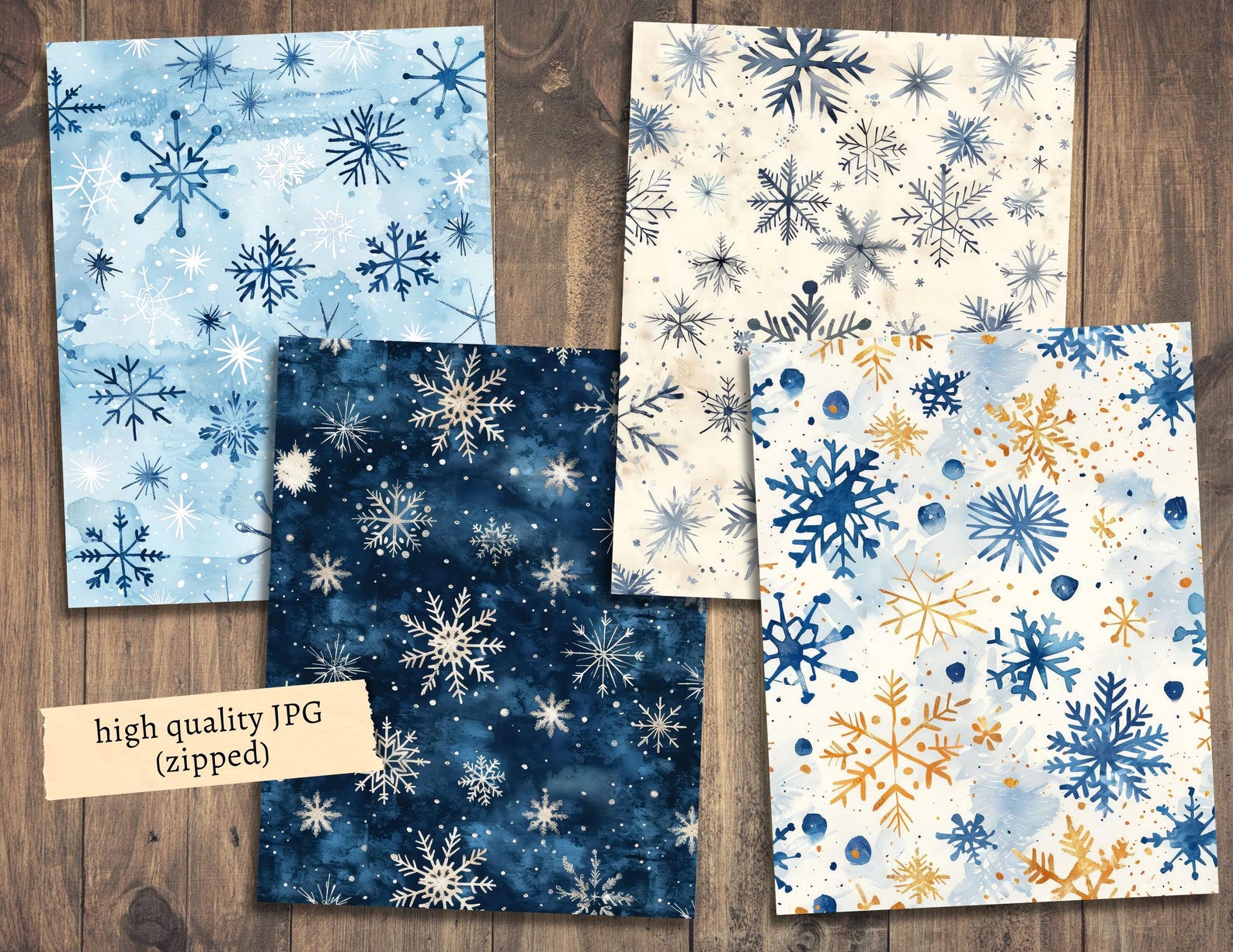 Snowflakes Digital Papers, Winter Snow Scrapbook Kit, Christmas ...