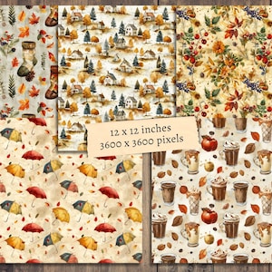 Autumn Digital Papers, Scrapbook Backgrounds, Fall Pumpkin Printable ...