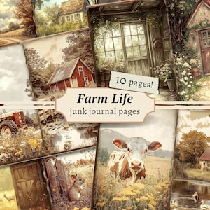 Farm Life Junk Journal Pages, Digital Scrapbook Kit, Countryside Paper ...