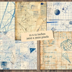 Old School Notes Digital Papers, Vintage Junk Journal Pages, Scholar ...