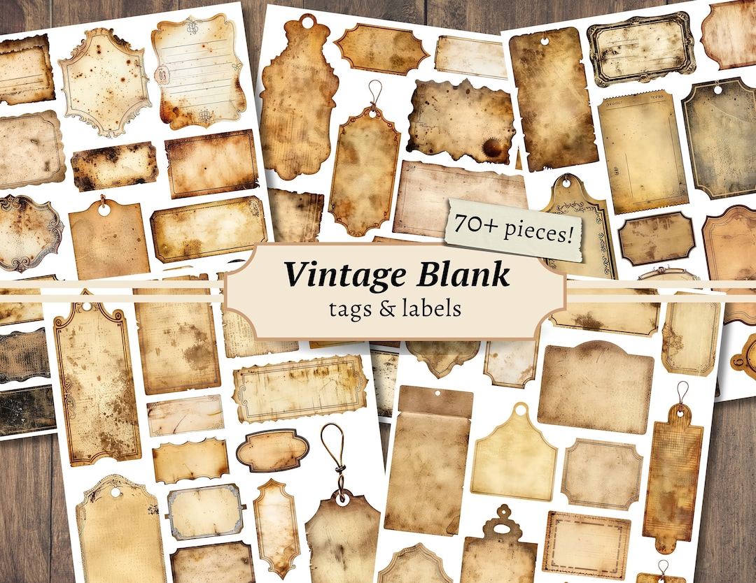 Vintage Blank Tags & Labels, Printable Junk Journal Embellishment ...