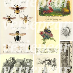 Vintage Bee Ephemera | 60+ Pc | Digital Junk Journal Paper, Printable ...