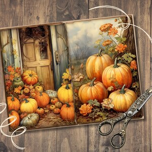 Autumn Pumpkin Junk Journal Pages, Digital Scrapbook Paper Kit ...