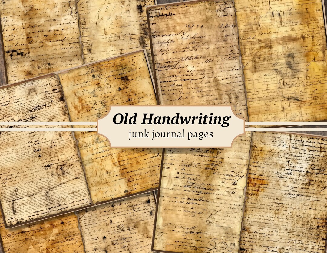 Old Handwriting Junk Journal Pages, Digital Scrapbook Paper Kit ...