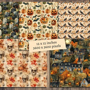 Vintage Halloween Digital Papers, Scrapbook Backgrounds, Spooky ...