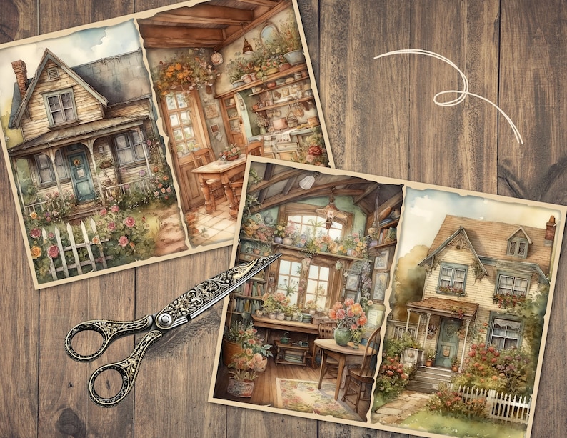 Cozy Cottage Junk Journal Pages, Digital Cottagecore Scrapbook Paper ...