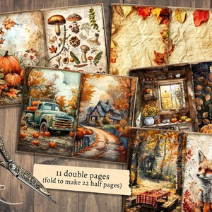 Autumn Junk Journal Kit, Digital Scrapbook Paper, Fall Printable ...