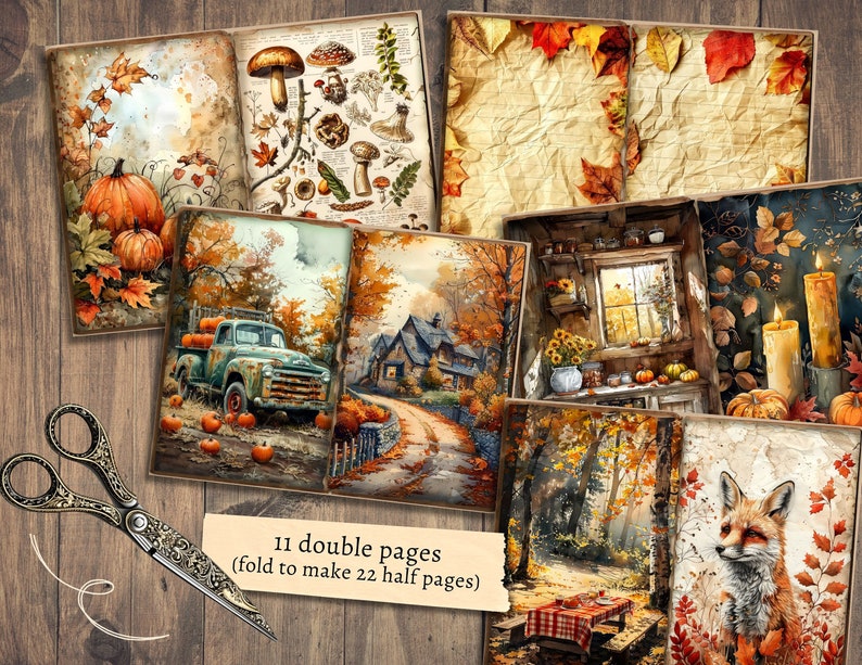 Autumn Junk Journal Kit, Digital Scrapbook Paper, Fall Printable ...
