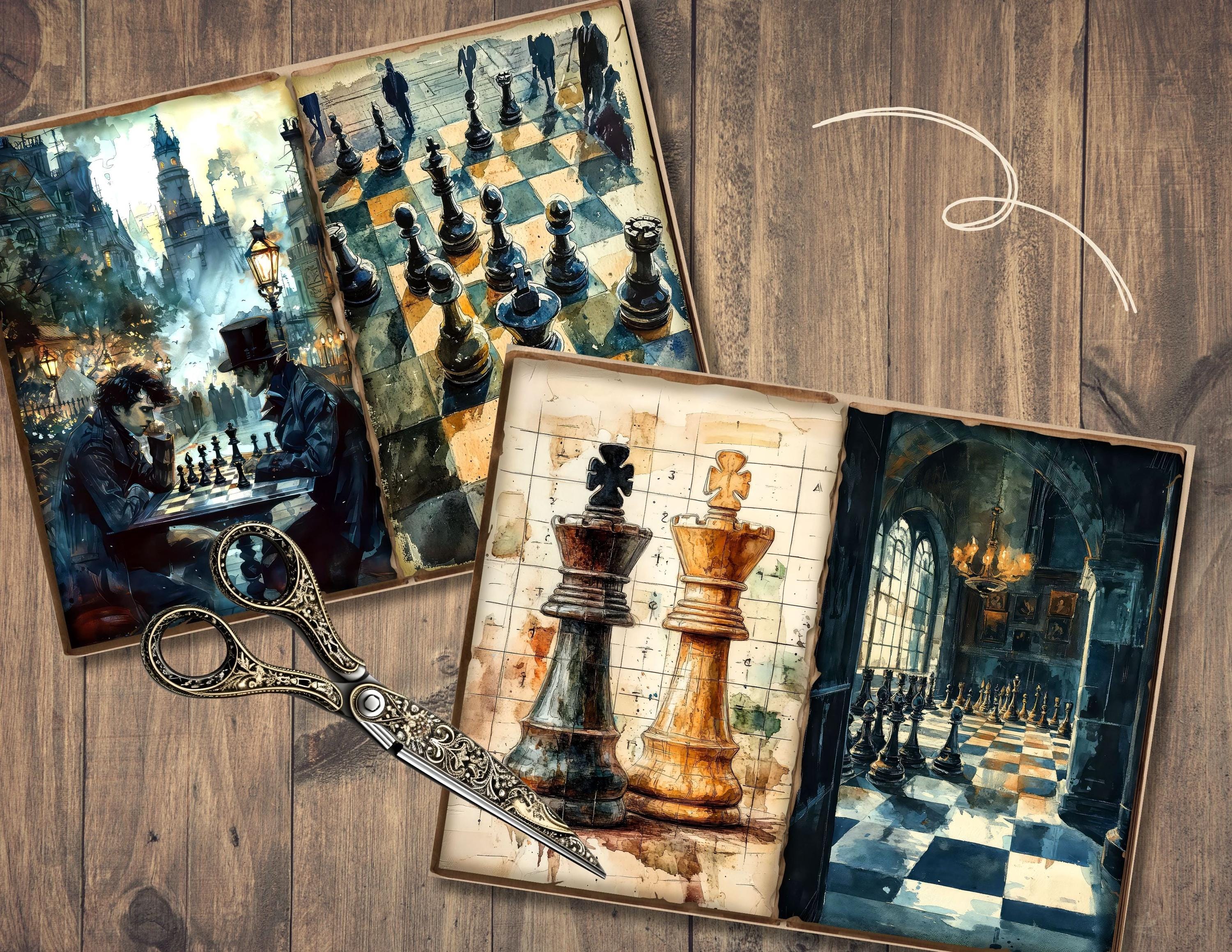 Vintage Chess Junk Journal Pages, Digital Scrapbook, Dark Academia ...