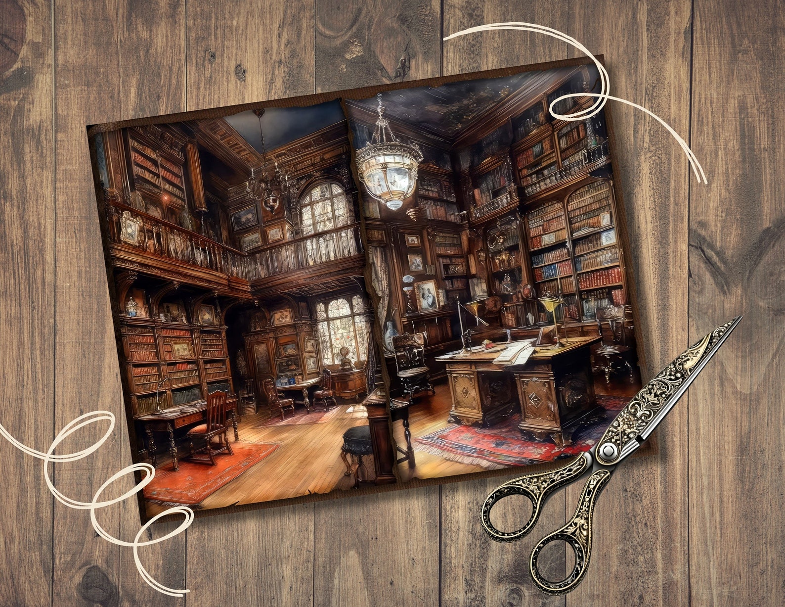 Old Library Junk Journal Pages, Digital Scrapbook Paper, Printable ...
